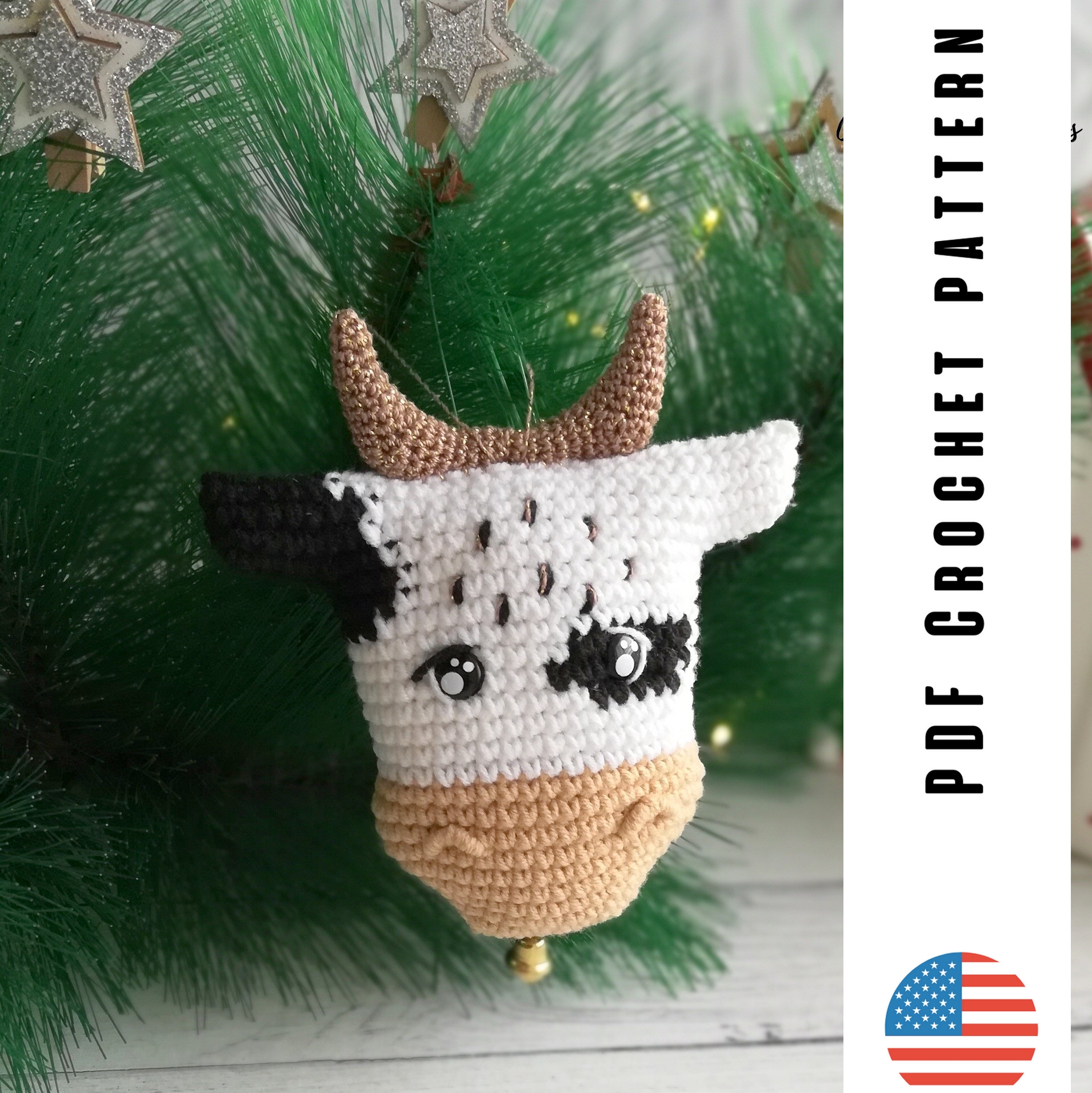 Crochet Bull pattern, amigurumi Christmas ornament | Inspire Uplift