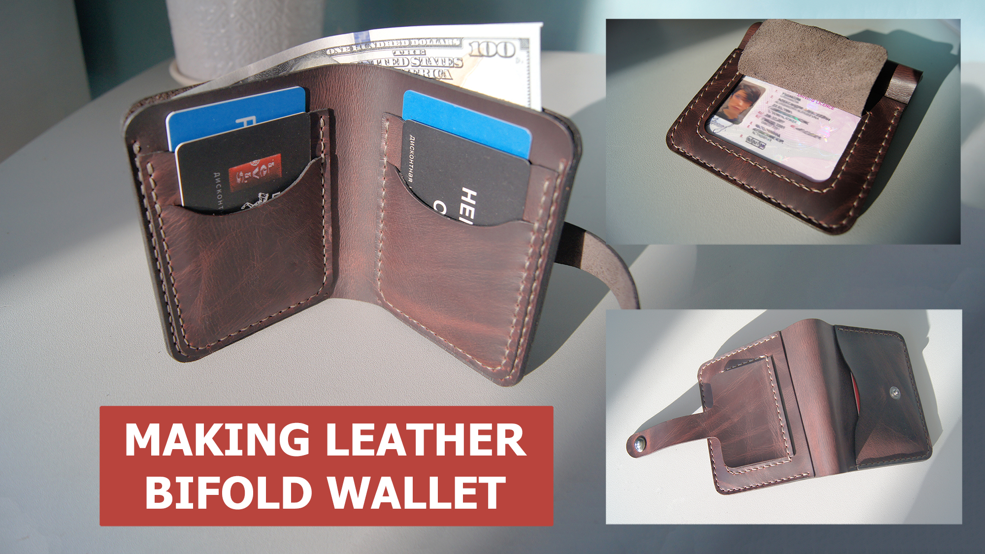 Leather Bifold Wallet Pattern PDF VIDEO tutorial - Inspire Uplift