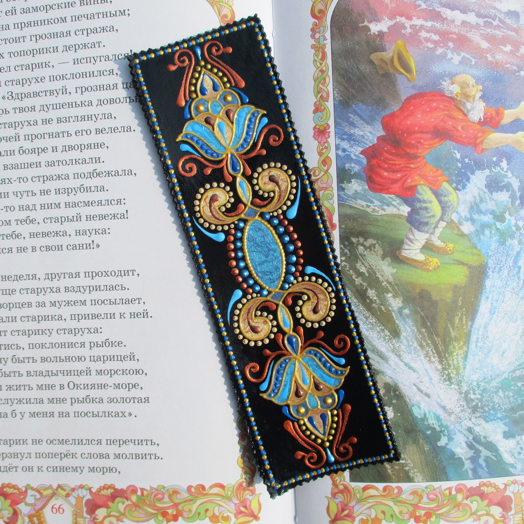 Leather hand-painted bookmark for women, Personalized bookma - Inspire ...