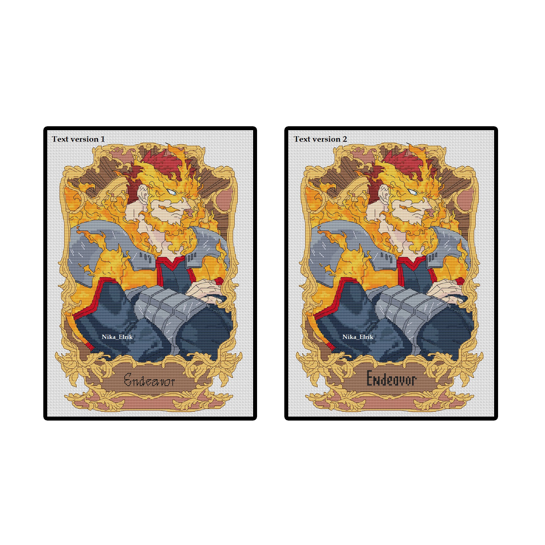 Anime cross sttich pattern Fire Brutal Endeavor PDF MHA | Inspire Uplift