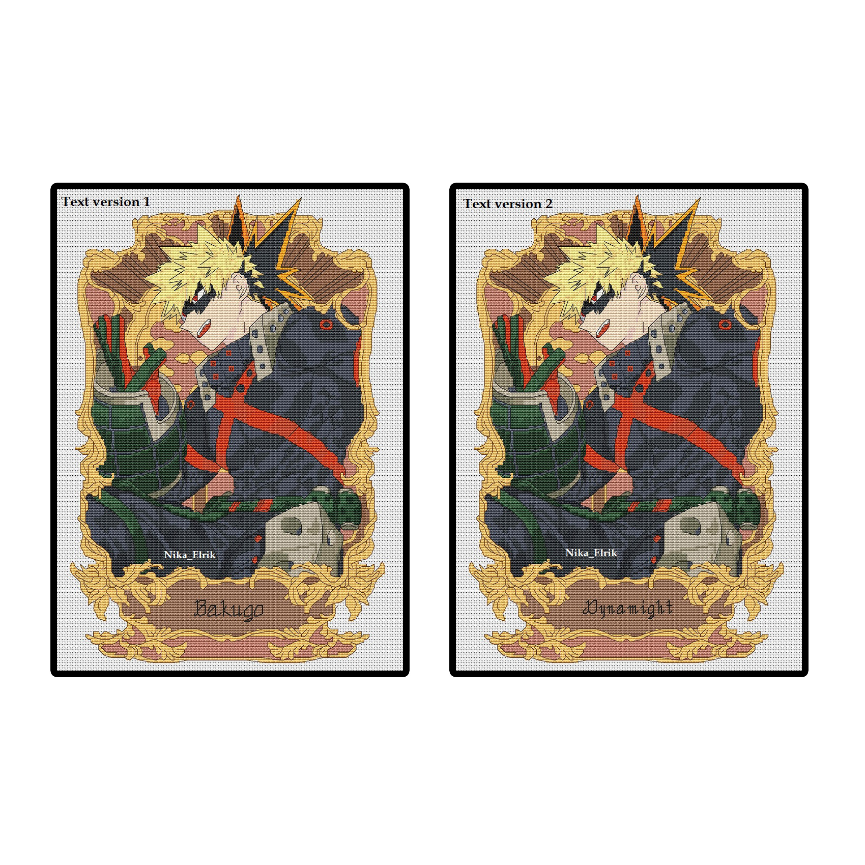 Anime cross stitch pattern Bam Bomb Bakugo MHA PDF | Inspire Uplift