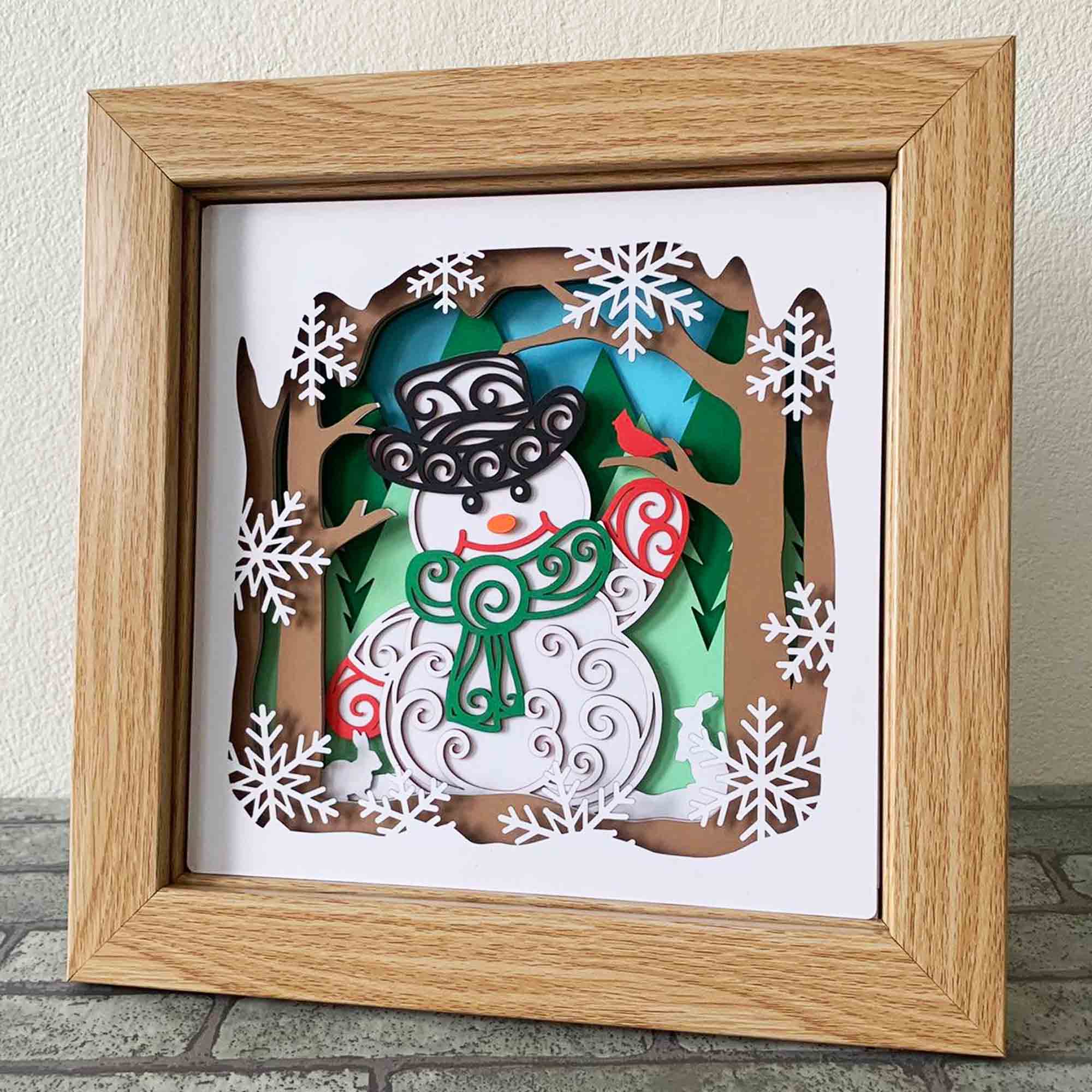 3D Snowman Shadow Box SVG/ Christmas Layer Cardstock/ Snowma | Inspire ...