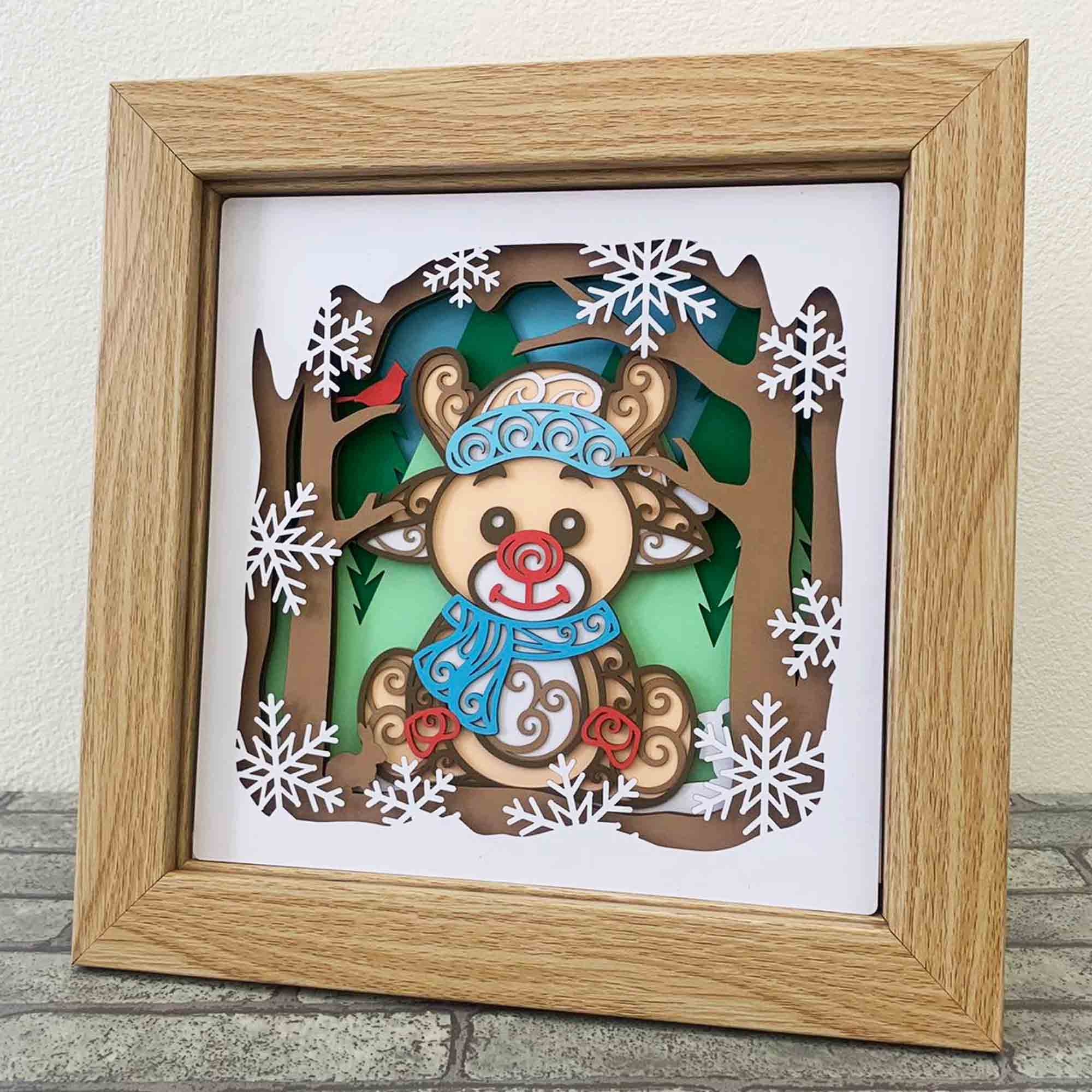 3D Reindeer Shadow Box SVG/ Christmas Layer Cardstock/ Baby - Inspire ...