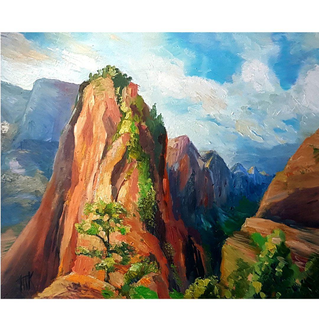Rocky Mountain Painting Zion Original Art Utah Landscape | Inspire Uplift