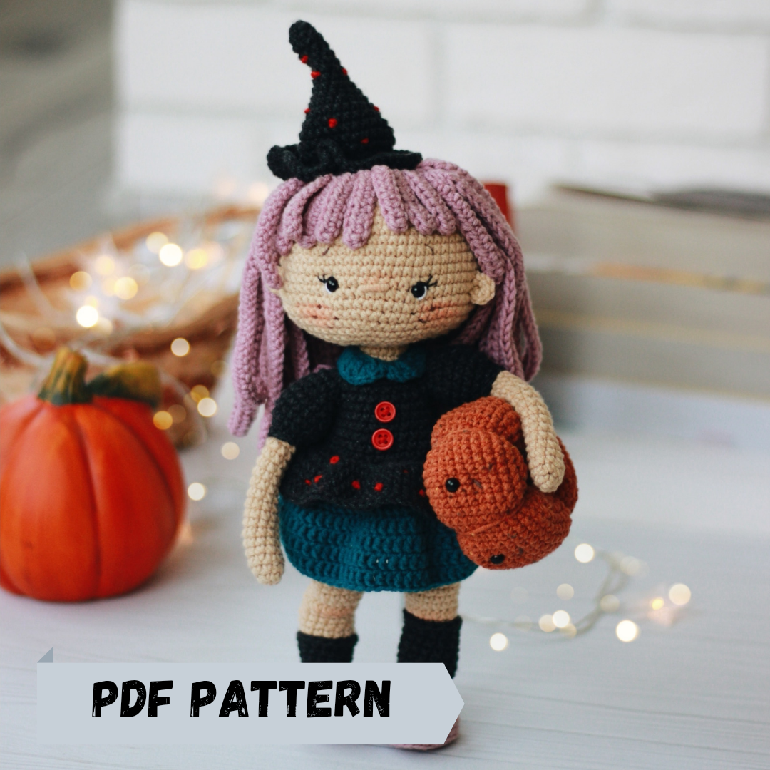 Amigurumi pattern witch doll Halloween crochet PDF | Inspire Uplift