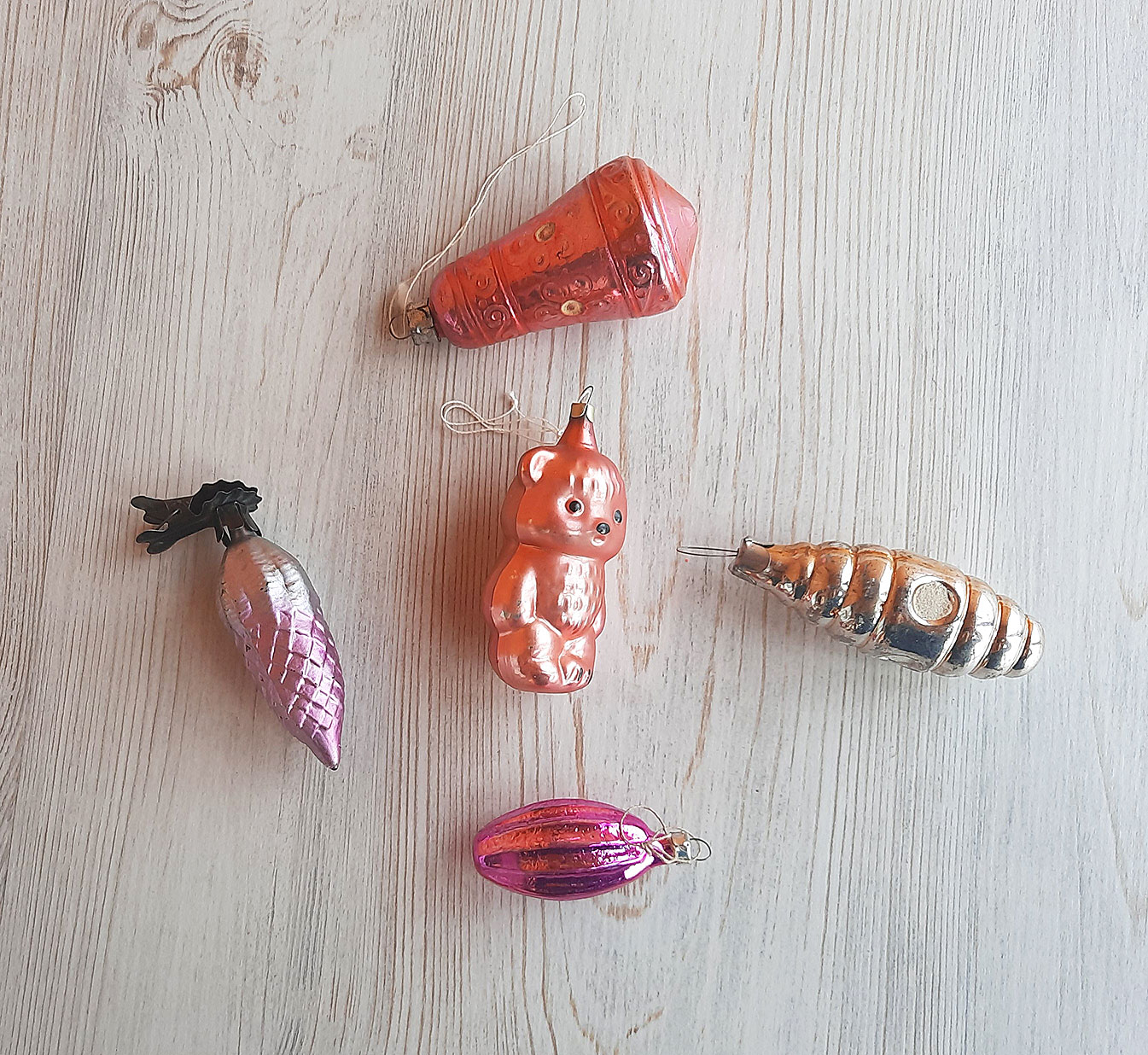 Old Soviet Christmas ornaments 5 pieces - vintage Russian gl - Inspire ...