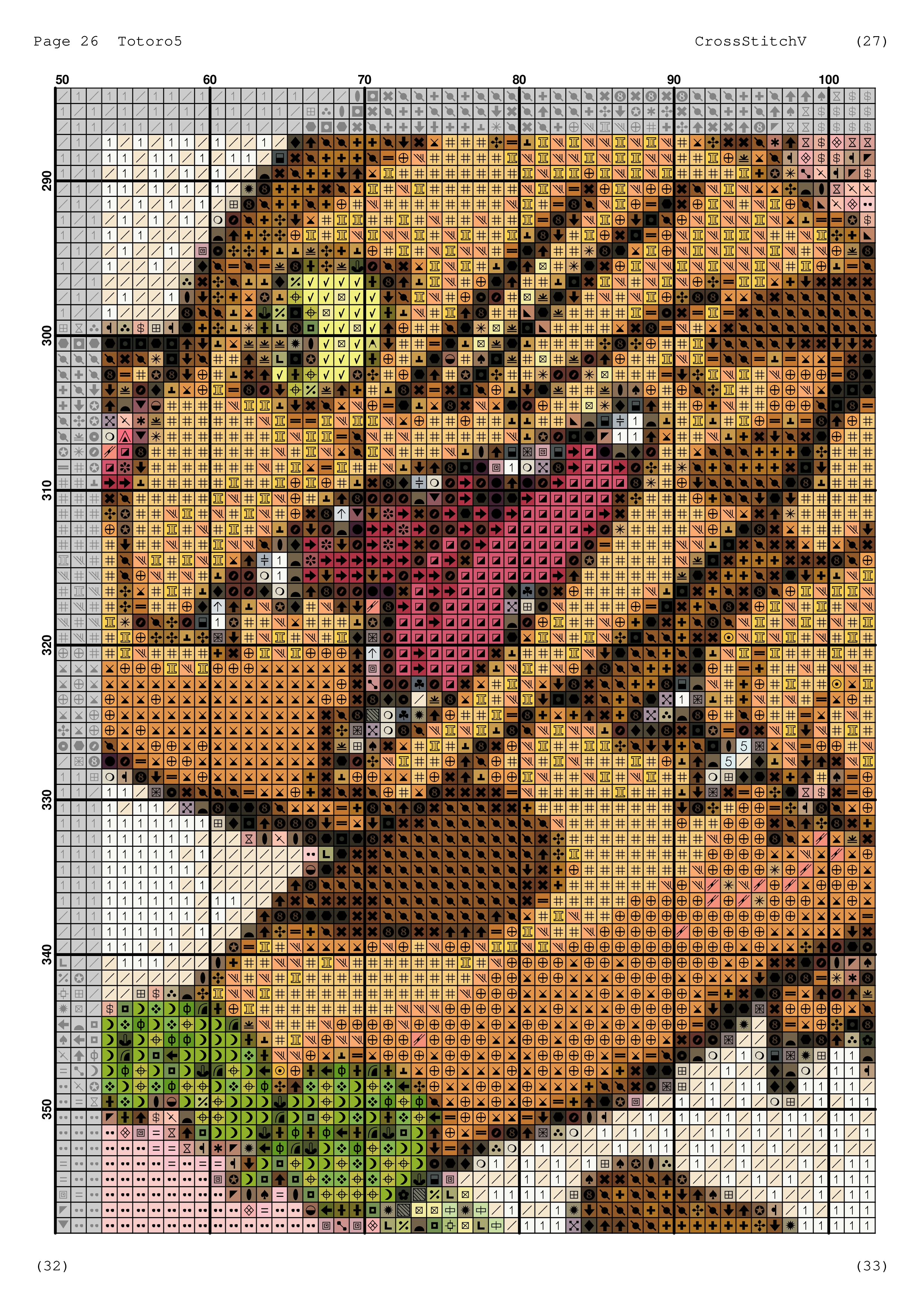 Totoro Pixel Art Grid