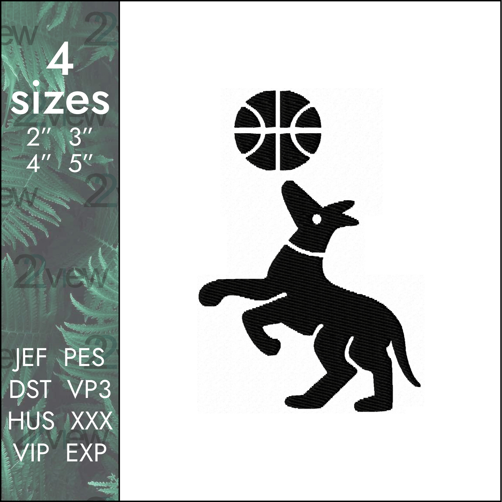 Basketball Dog Embroidery Design, animal ball, 4 sizes - Inspire Uplift