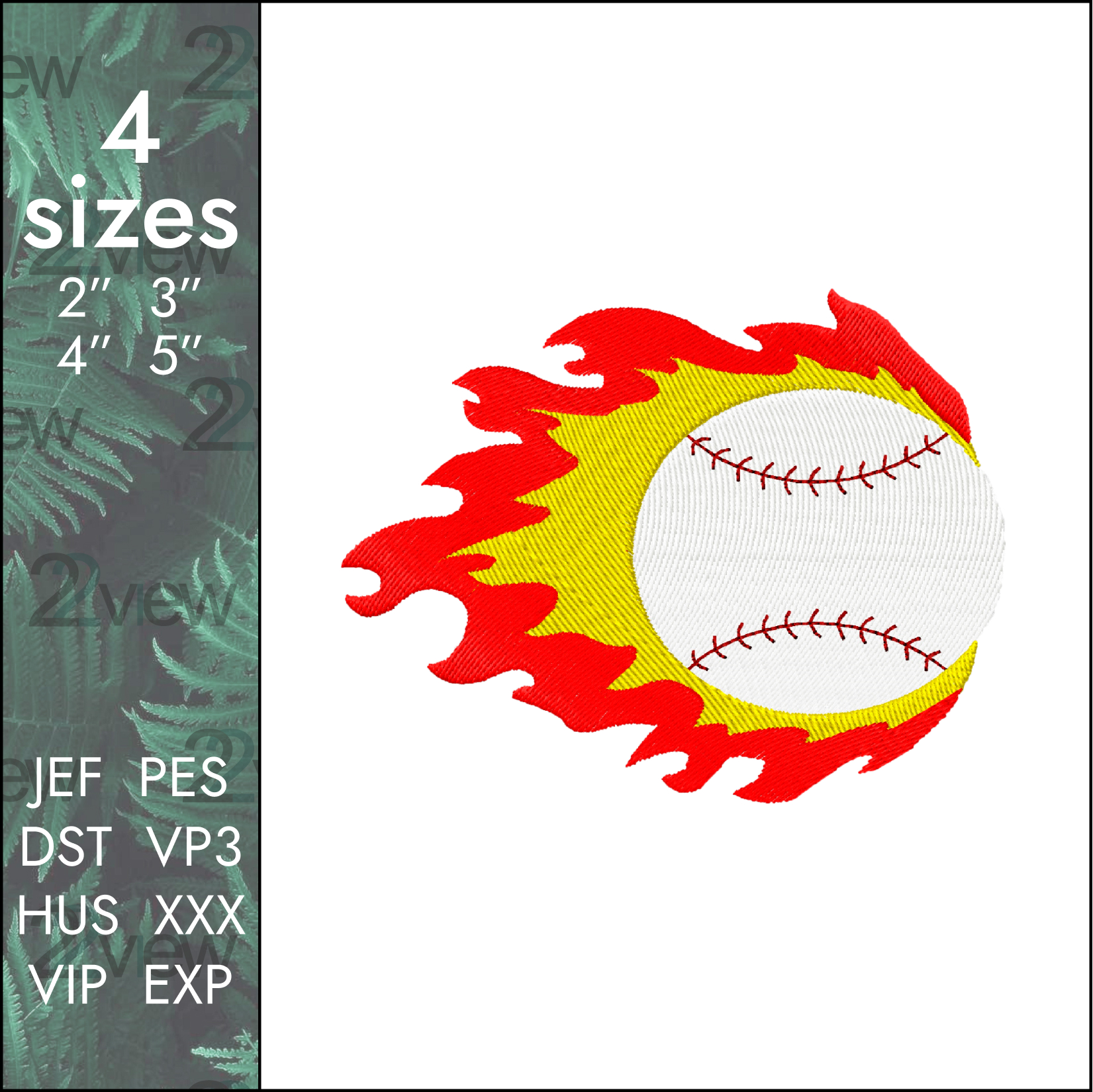 Burning Baseball Embroidery Design, ball on fire MLB, 4 size - Inspire ...