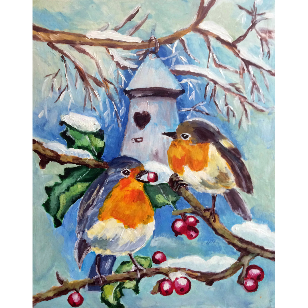 Robin Painting Original, Colorful Birds Acrylic Painting. Ch | Inspire ...