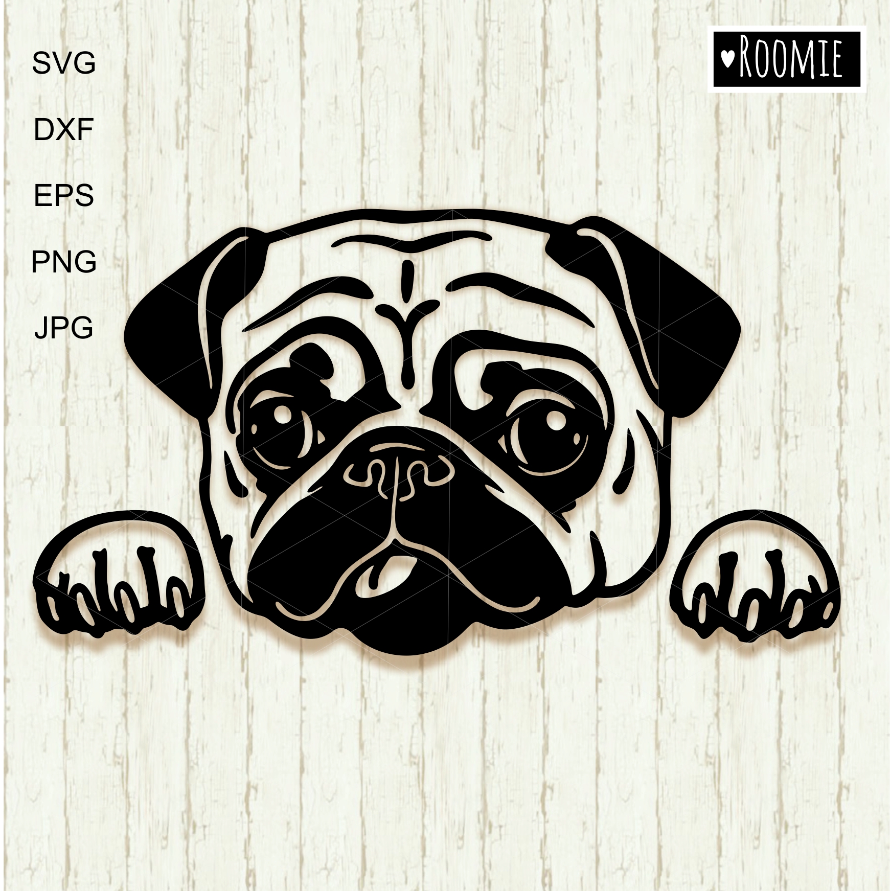 Peeking Pug Dog Svg Clipart For Cricut, Pet Portrait, Love P | Inspire ...