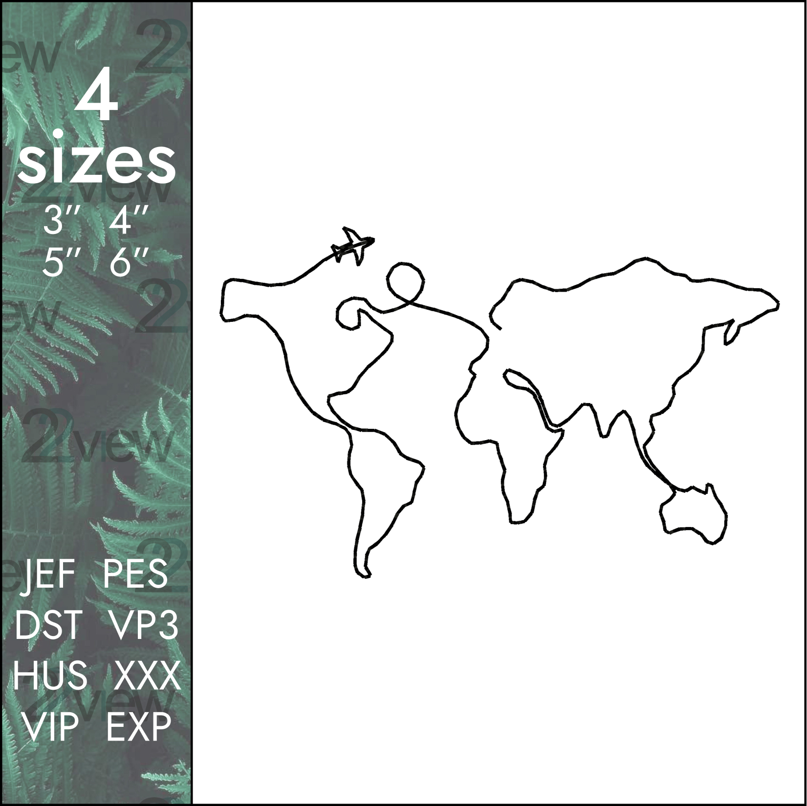 World map Embroidery Design, air travel globe, airbus, 4 siz | Inspire ...