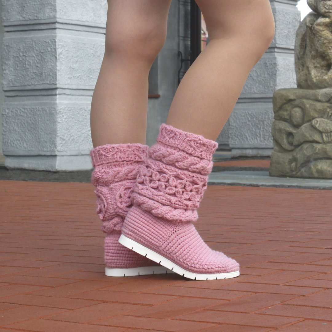 Snow ankle boots Knit ankle boots Crochet boots womens Knitt - Inspire ...