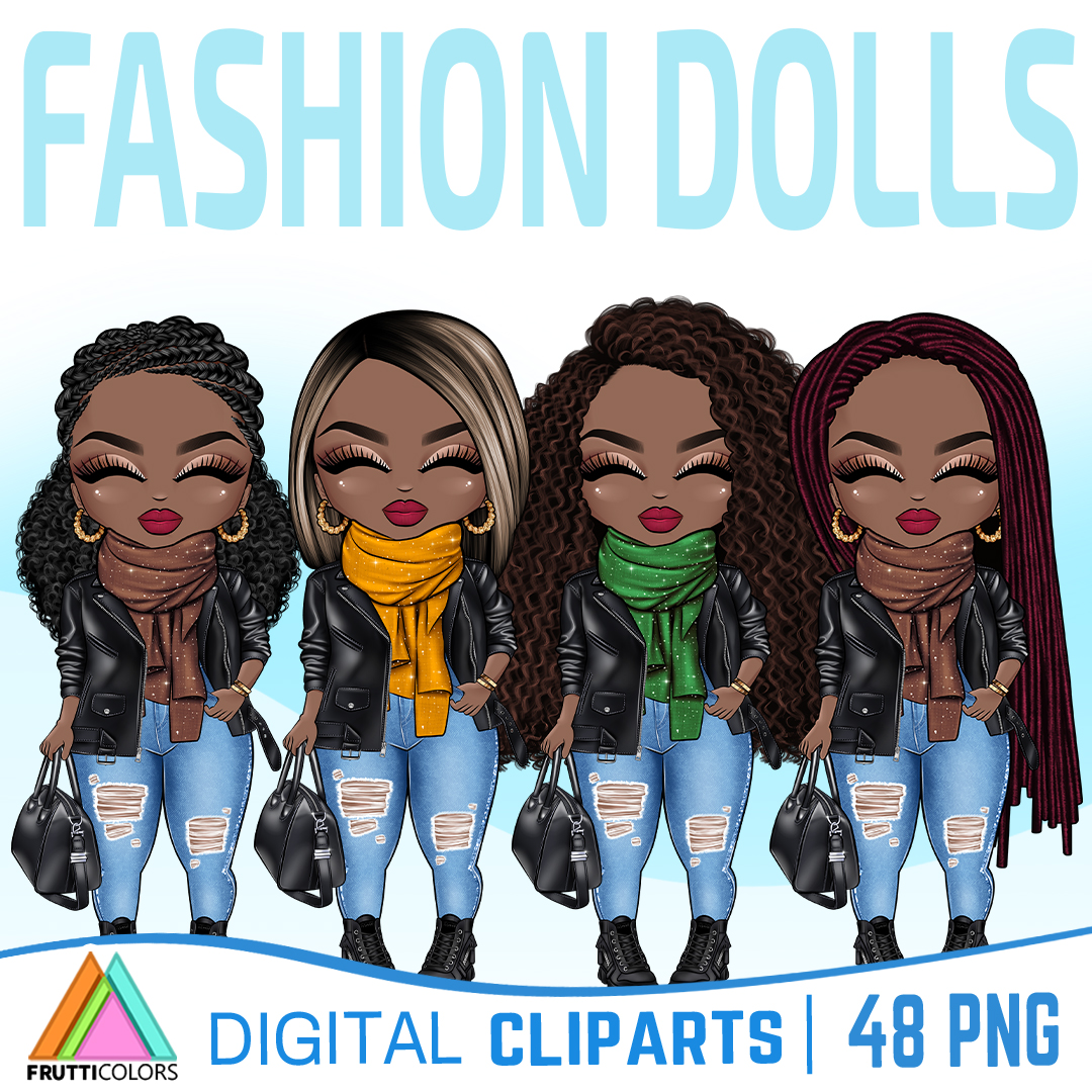 Fashion African American Girl Clipart Bundle - 48 PNG - Inspire Uplift
