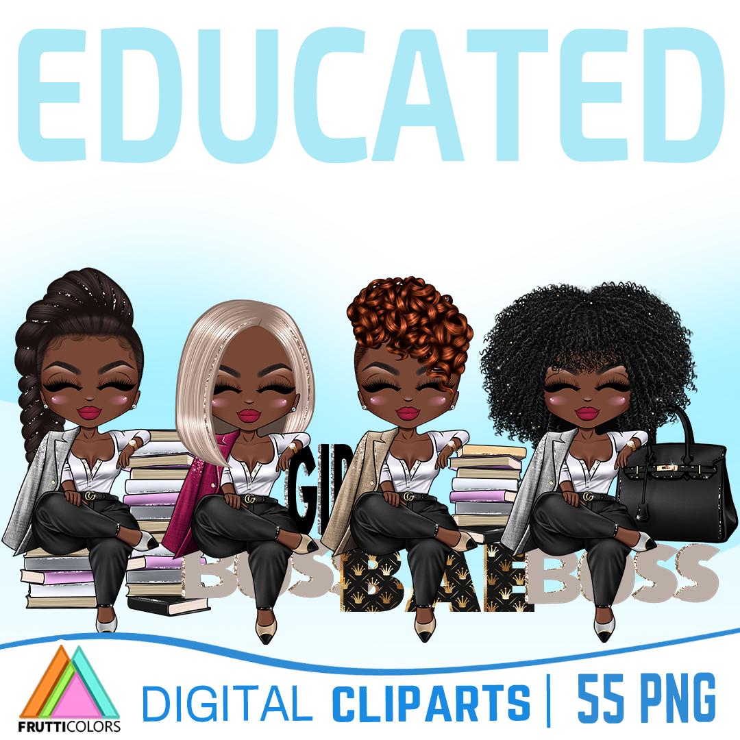 Afro Educated Girl Clipart - BAE Illustration - Inspire Uplift