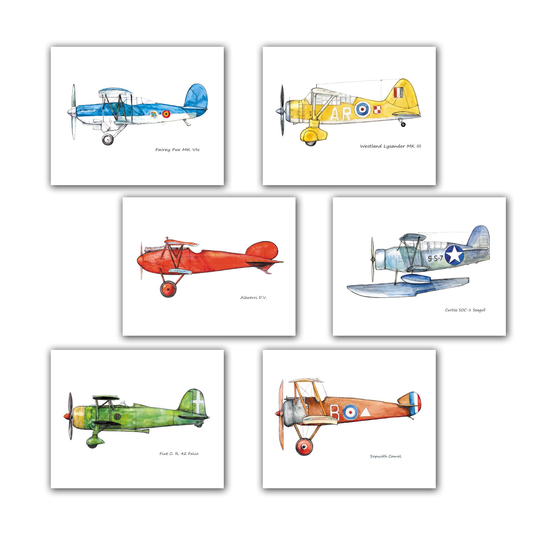 Airplanes set 6 prints Printable decor Plane digital downloa - Inspire ...