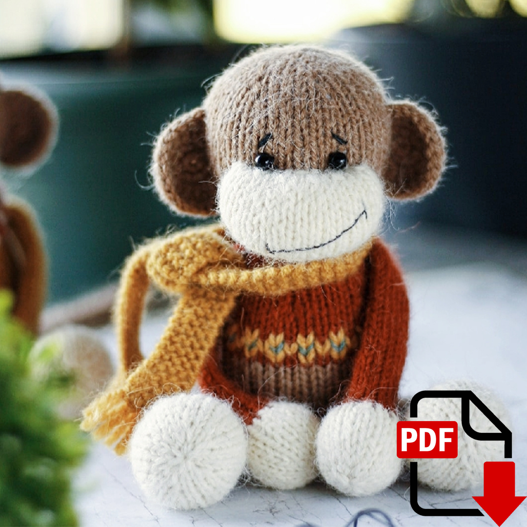 Cute knitted monkey DIY. Pattern in PDF format. Amigurumi A | Inspire ...