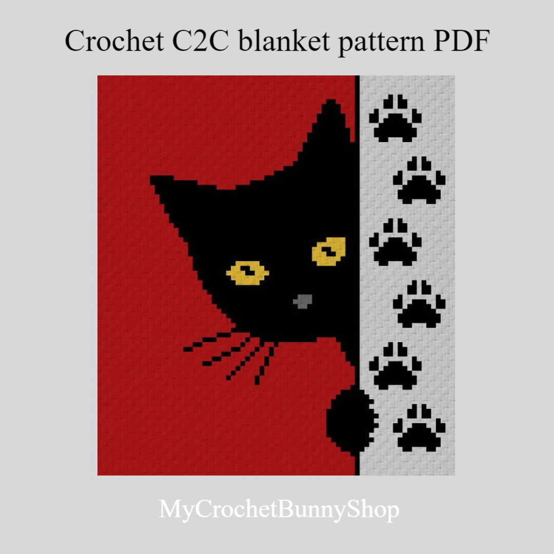 Crochet C2C Black Cat graphgan blanket pattern PDF instant d | Inspire ...