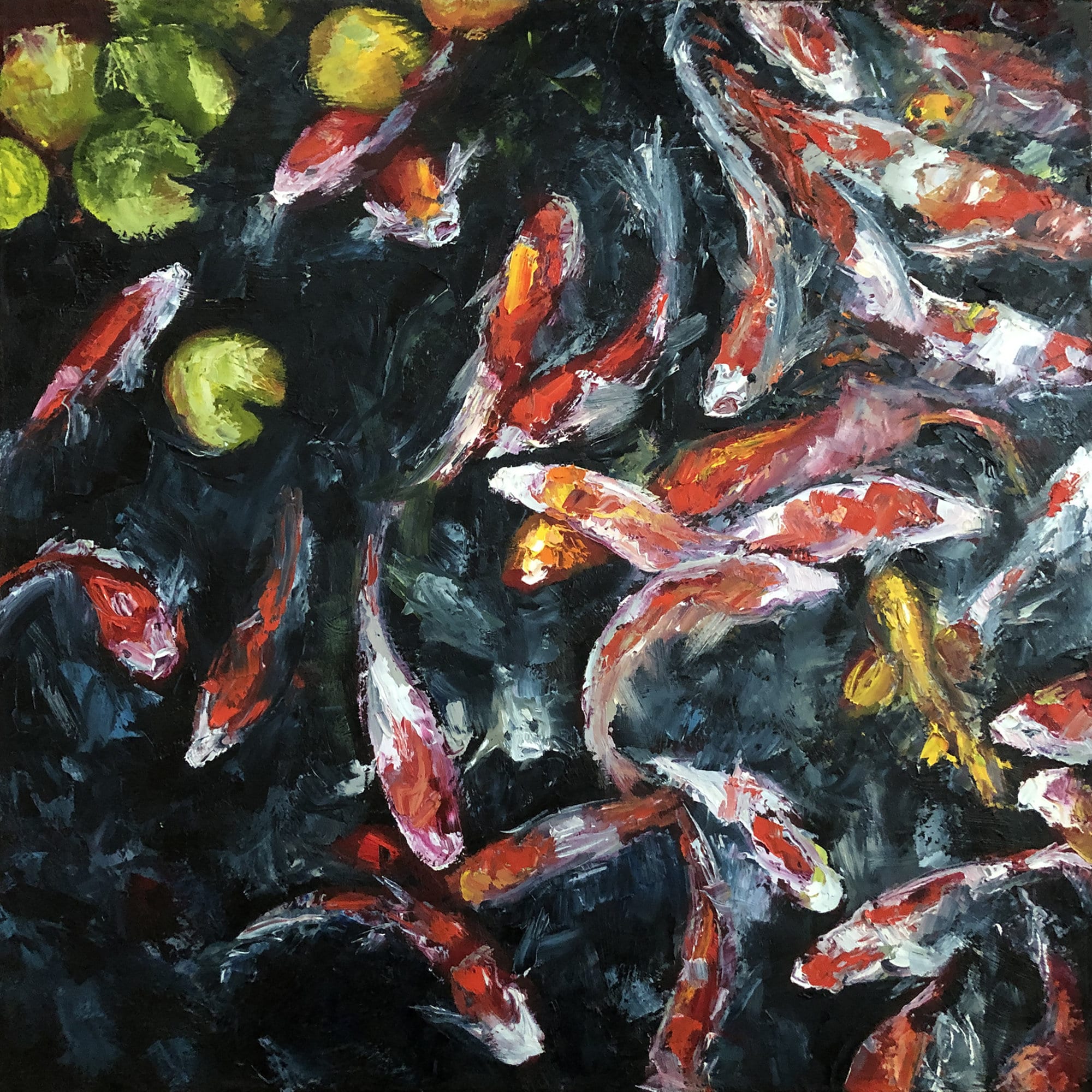 Koi fish painting original art Impasto carp painting Lake ho | Inspire ...