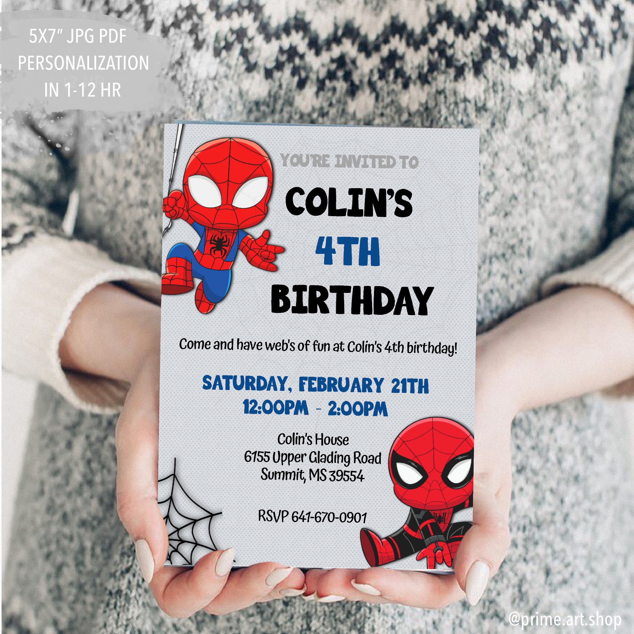 Personalized Birthday invitation Digital Files, Spiderman | Inspire Uplift