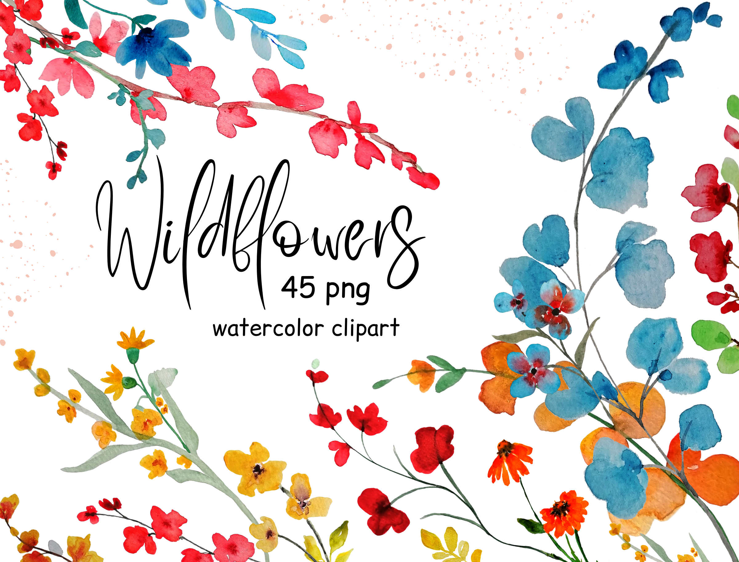 Wildflowers 45 PNG Watercolor Floral Clipart Wildflowers Wed | Inspire ...