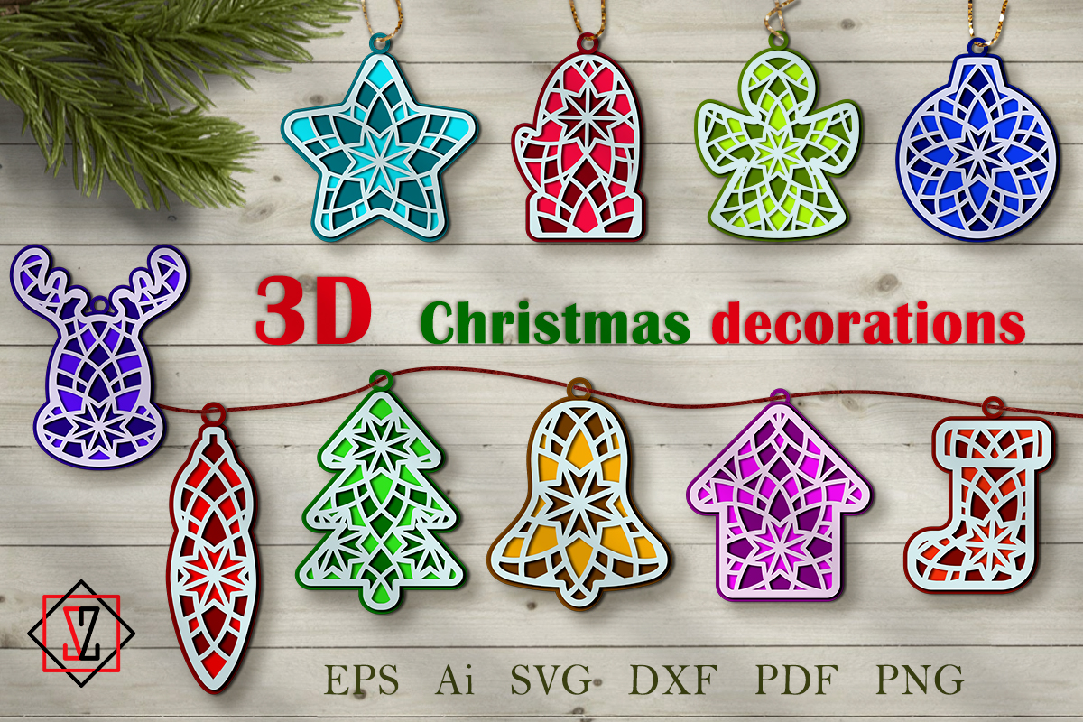 3D Christmas decorations/Paper cut/SVG - Inspire Uplift