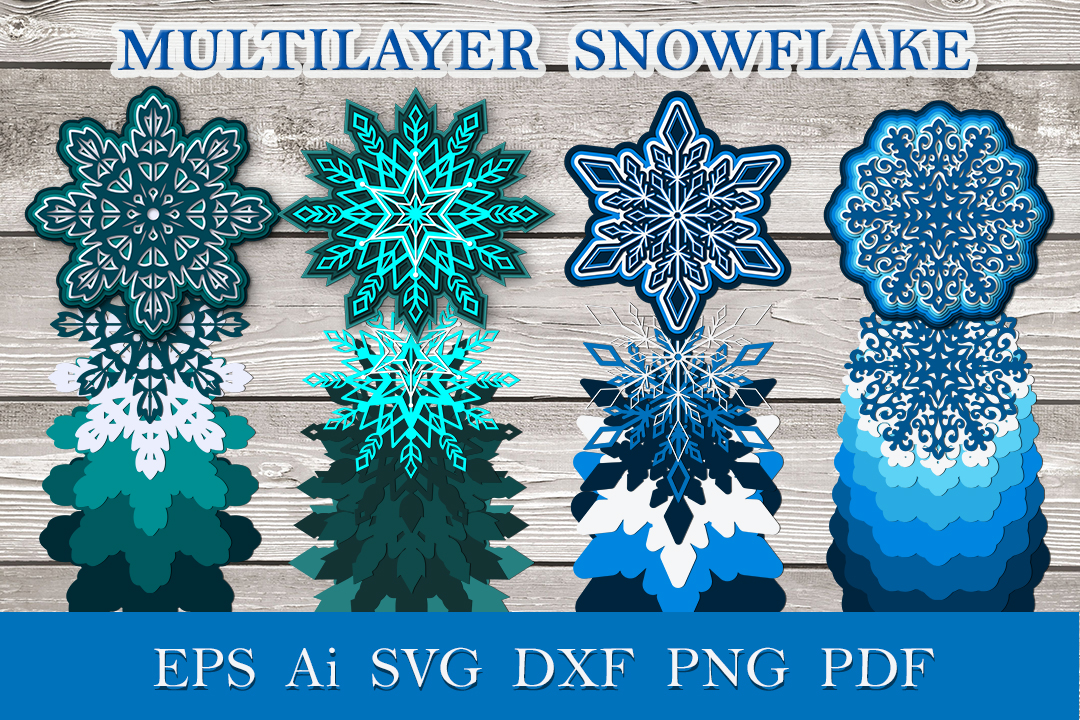Four multilayer snowflakes | Inspire Uplift