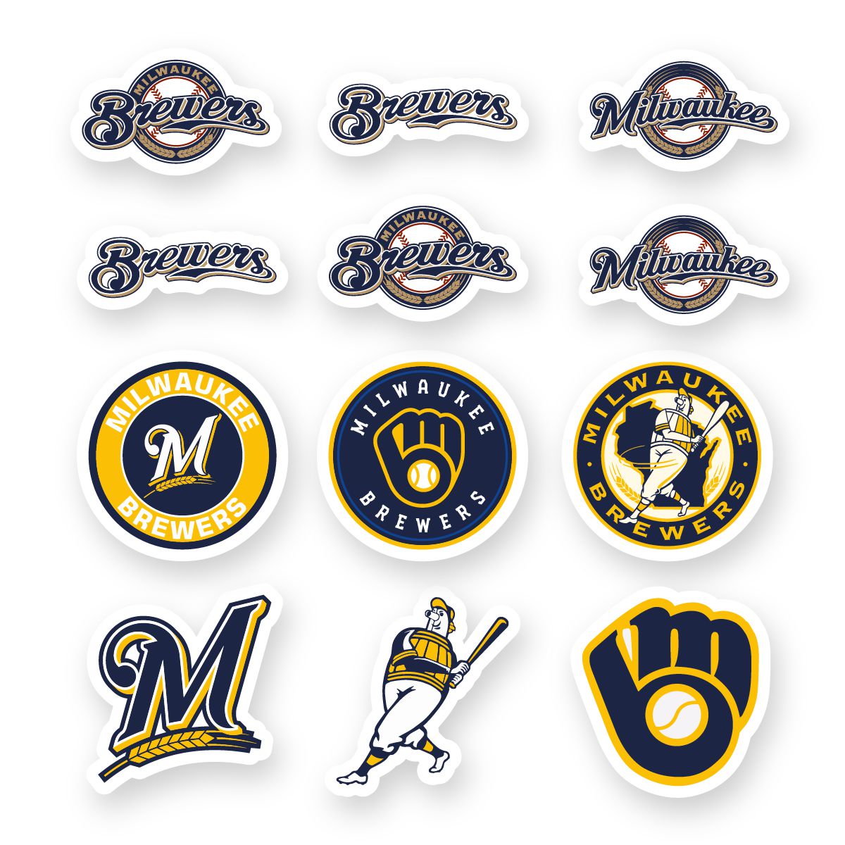 Milwaukee Brewers Stickers Set of 12 by 2 inches MLB Team Ca | Inspire ...