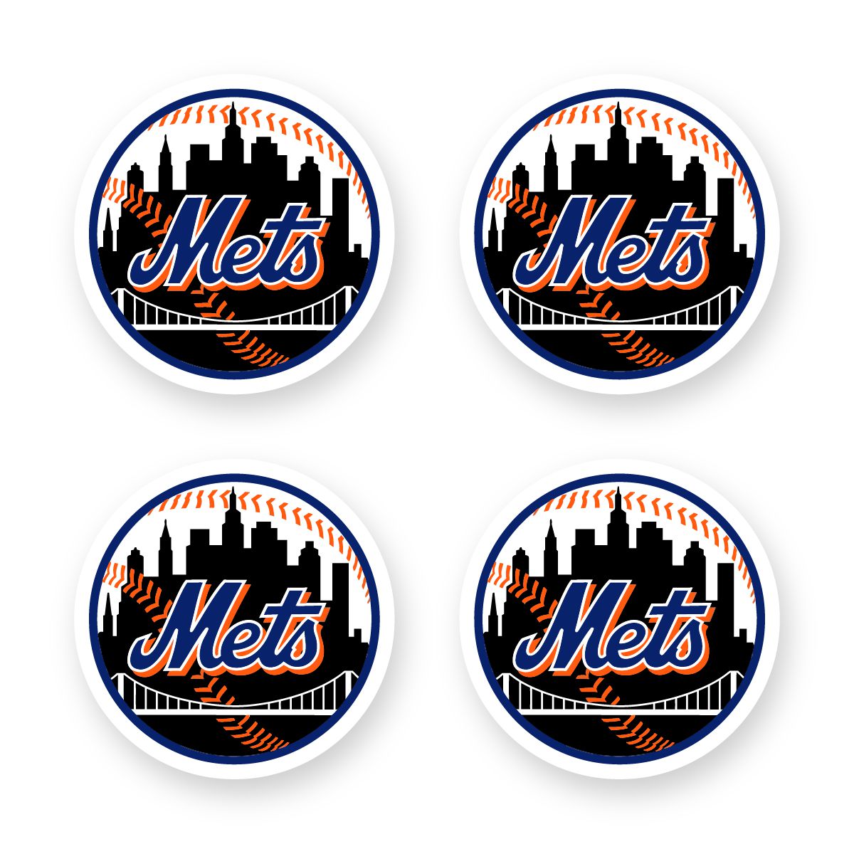 New York Mets Round Logo Emblem Stickers Set of 4 by 3 inche | Inspire ...