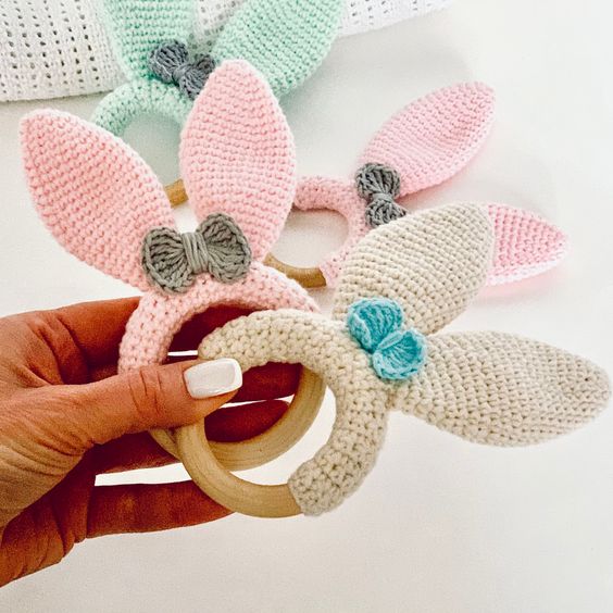Crochet rabbit ears CROCHET PATTERN toy for baby scratch tee | Inspire ...