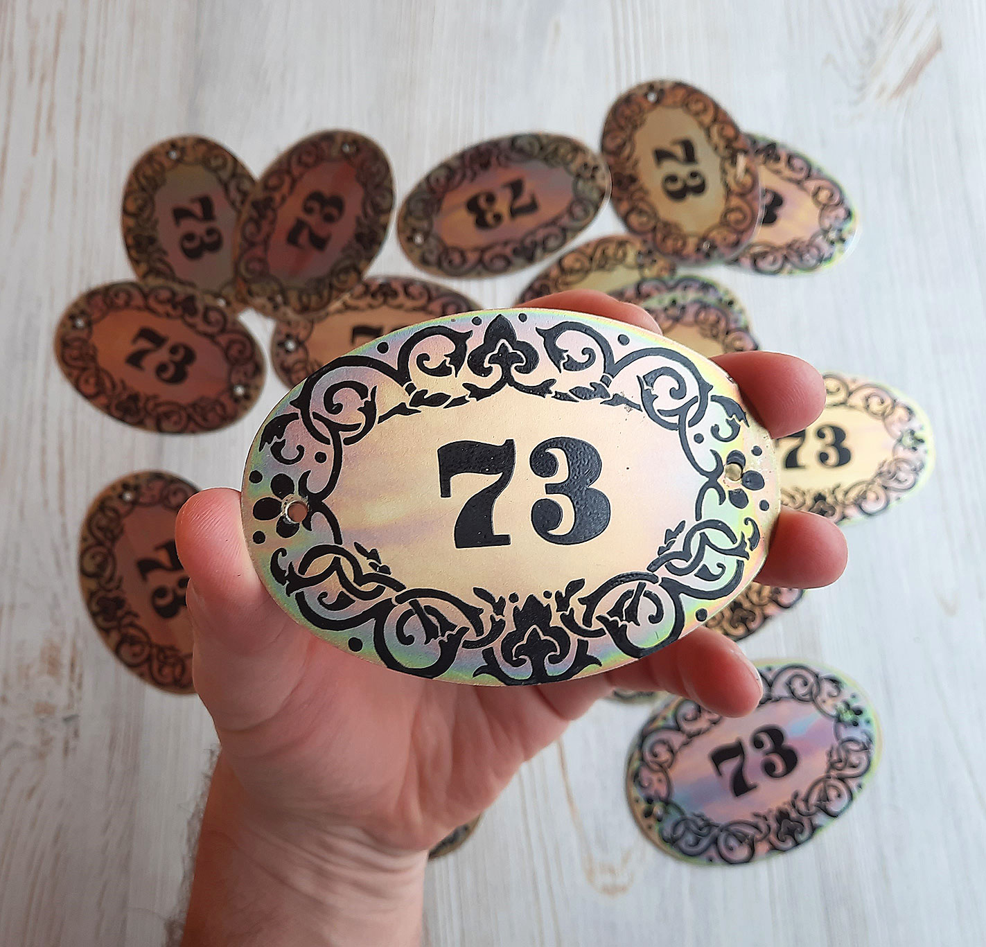 Oval address door number plate 73 - Seventy three room numbe | Inspire ...