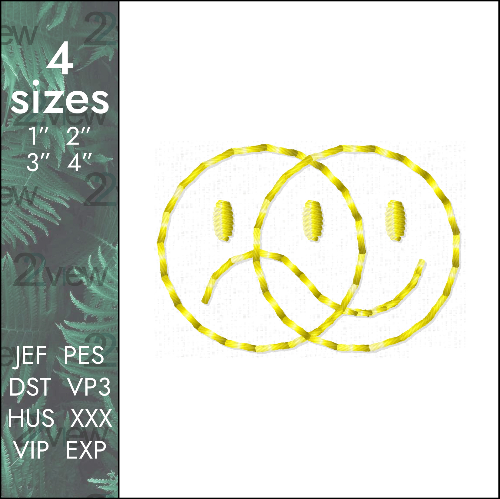 Smile Embroidery Design, face smile sad fun, 4 sizes | Inspire Uplift