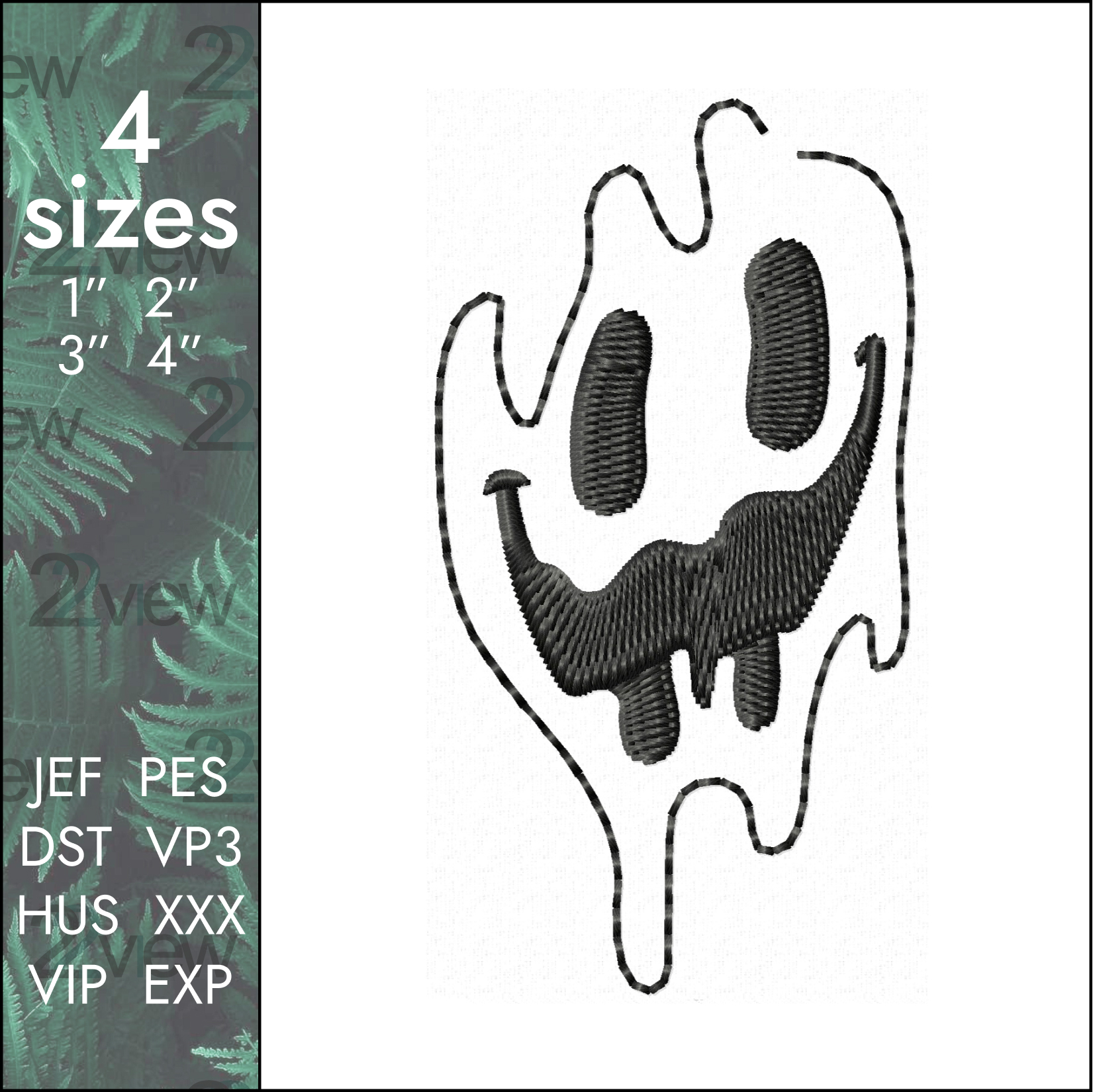 Dripping Smiley Embroidery Design, face smile, 4 sizes | Inspire Uplift