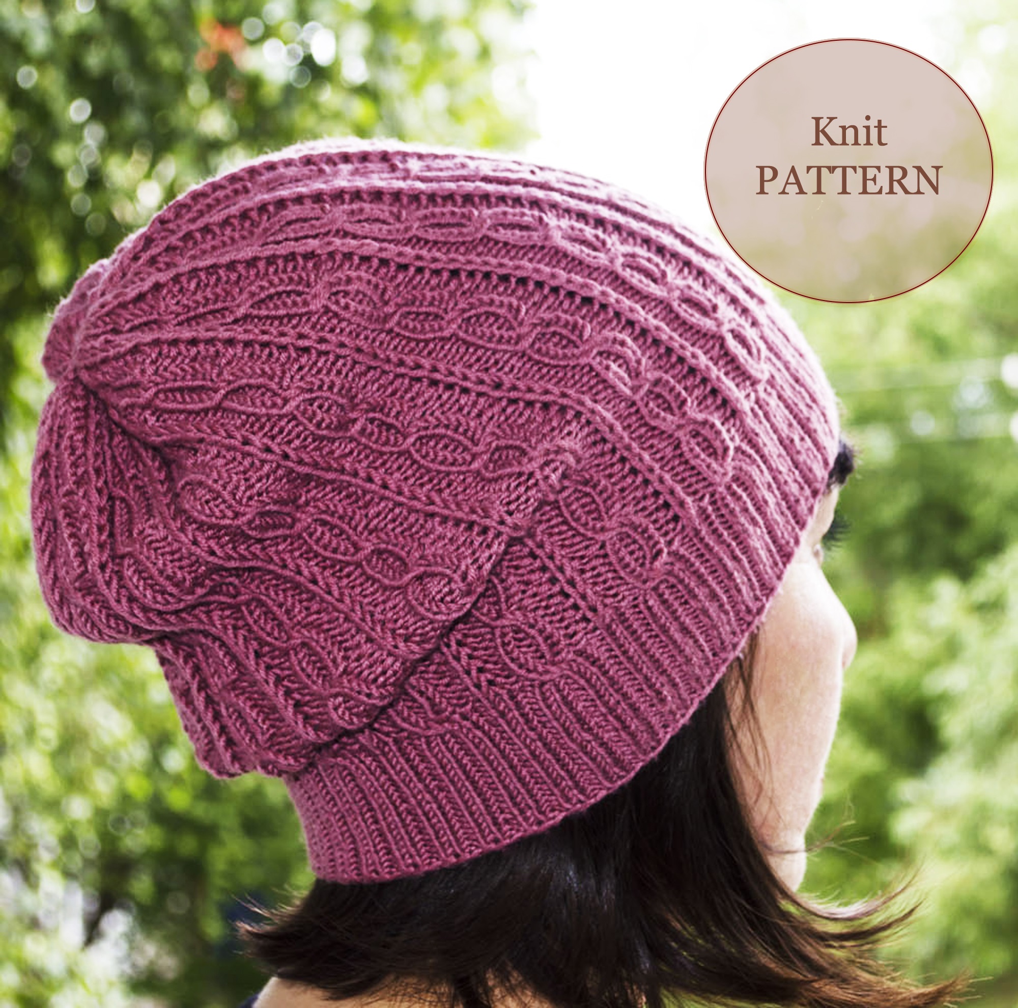 Loose knit hat - Cable beanie with elongated top - Cable kni | Inspire ...