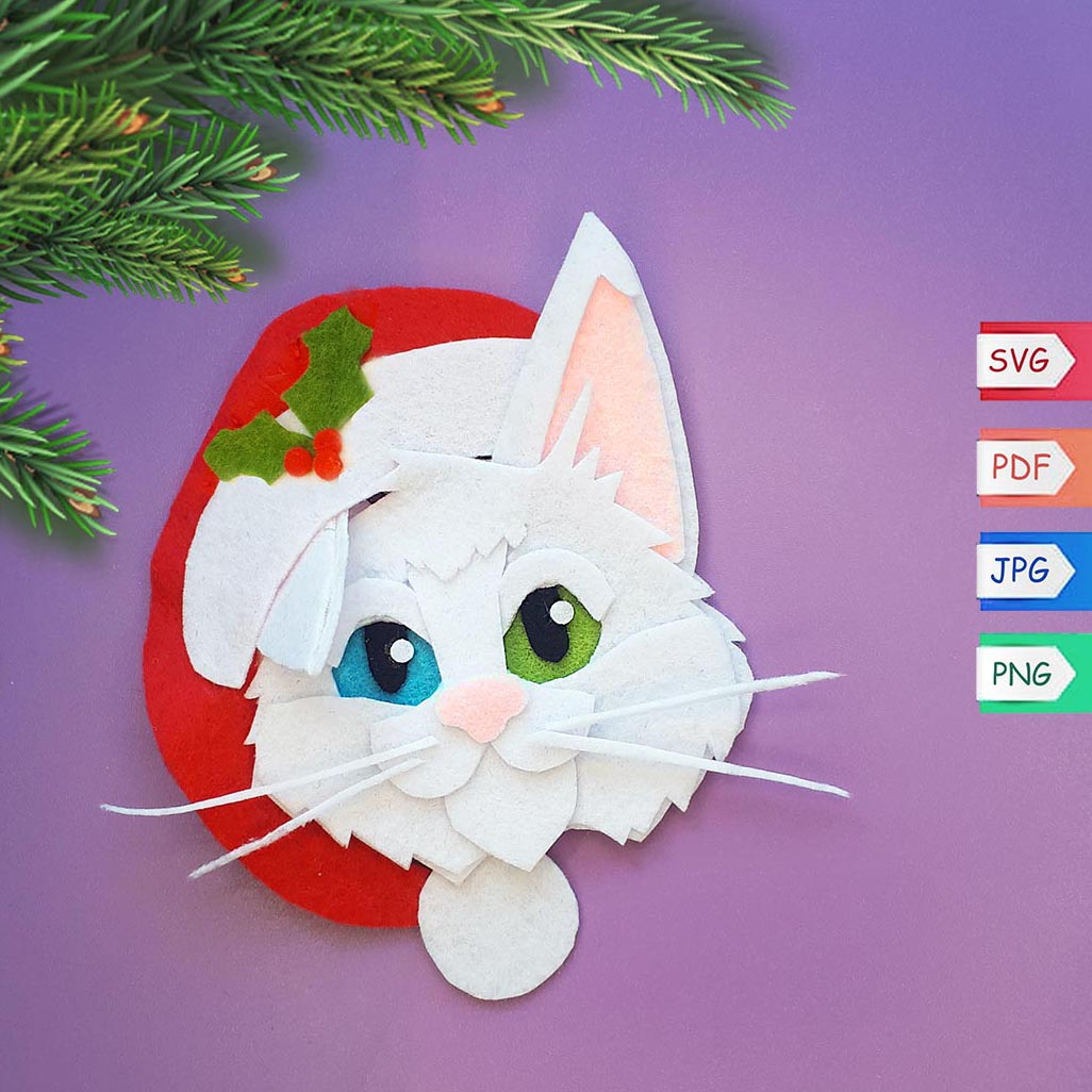 Christmas ornaments felt pattern , Santa cat tree ornaments | Inspire ...