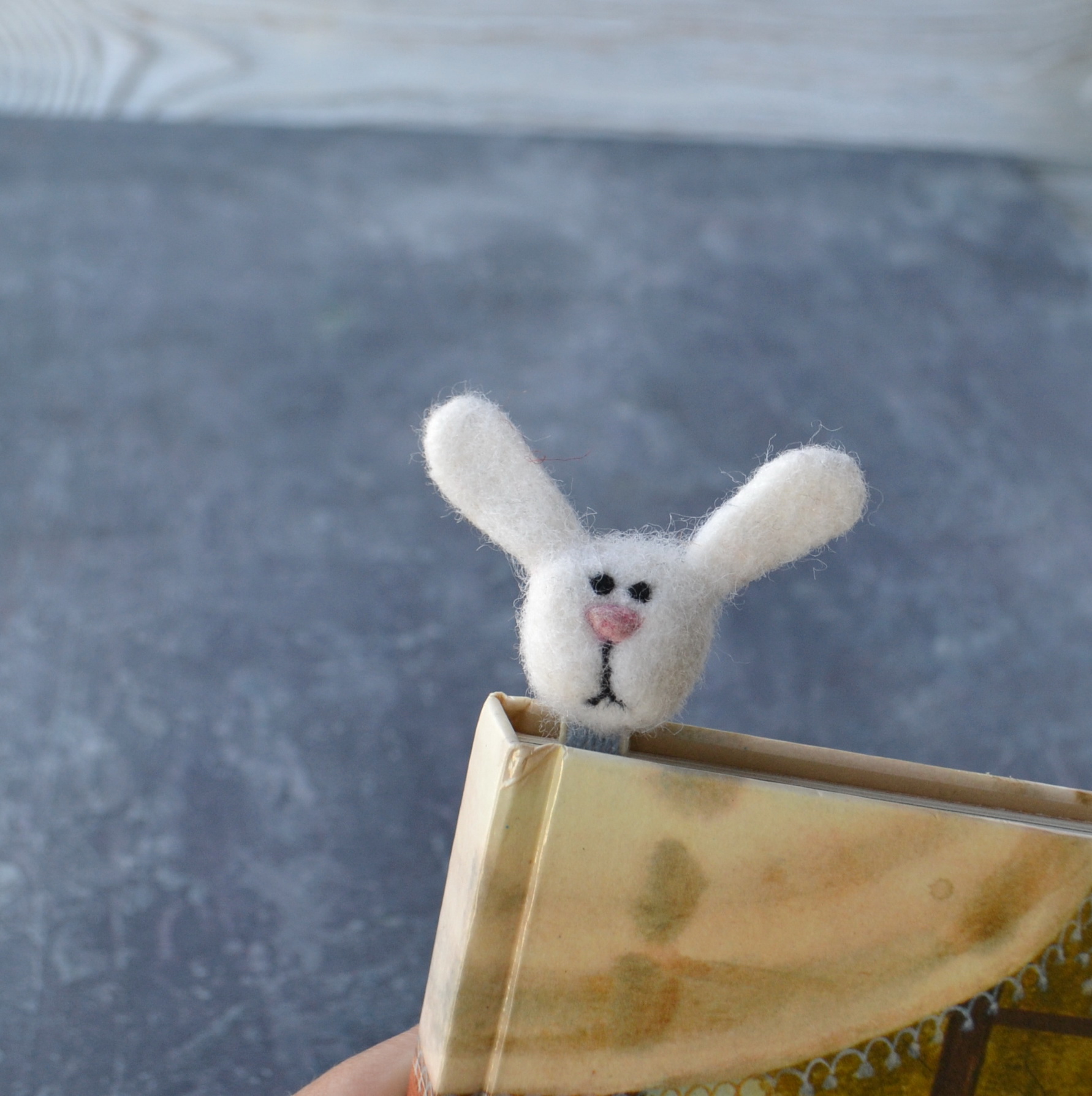 Cute white bunny bookmark Needle felted bunny Handmade Bookw - Inspire ...