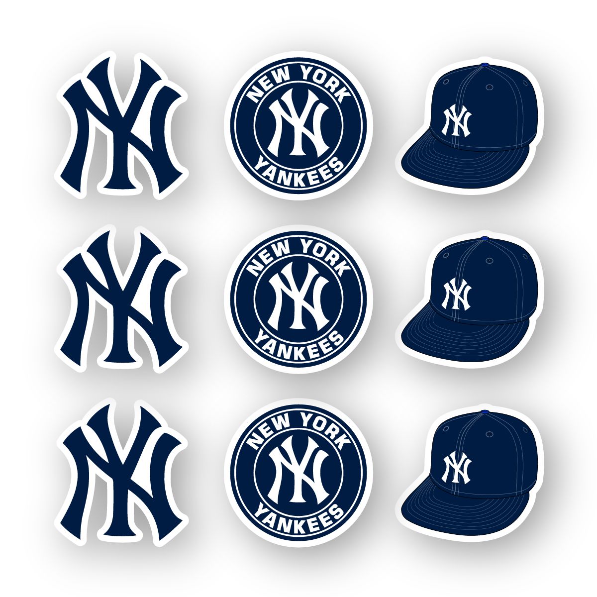 New York Yankees MLB Team Stickers Set of 9 by 2 inches Car | Inspire ...