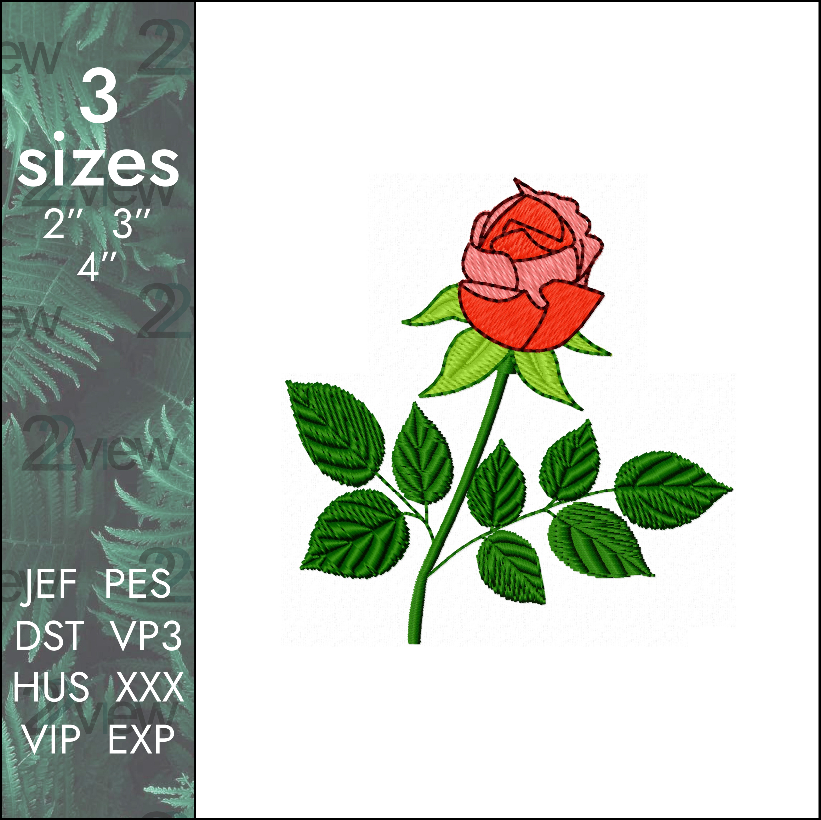 Rose Embroidery design, red flower Valentines day , 3 sizes | Inspire ...