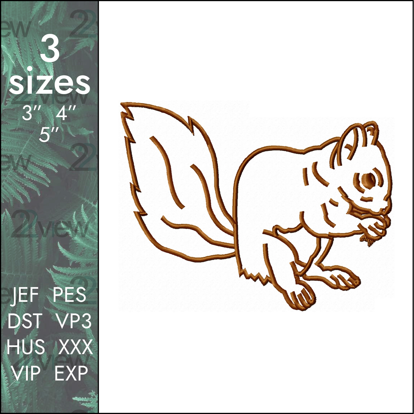 Squirrel Embroidery Design, applique designs, 3 sizes | Inspire Uplift