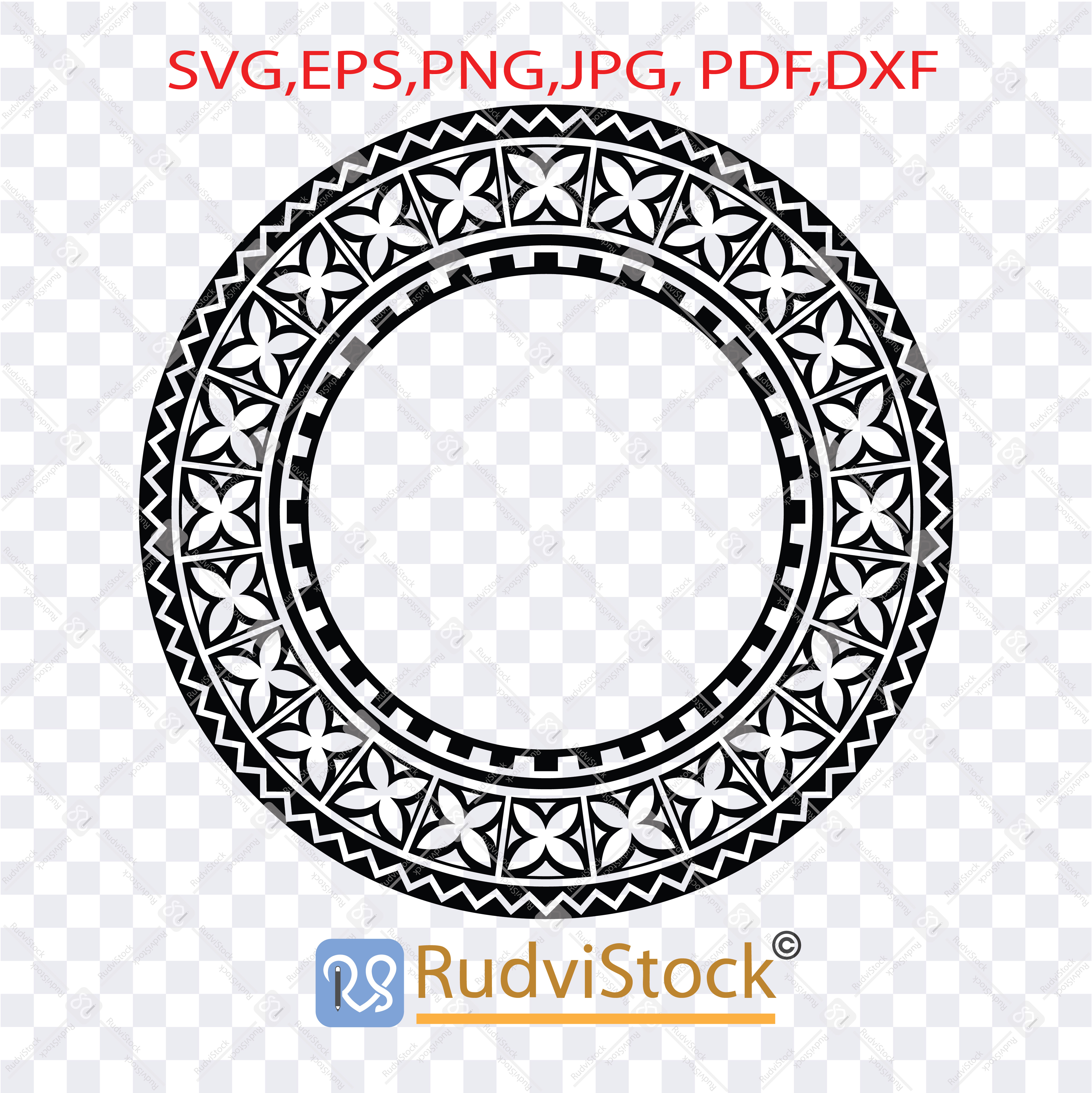 Polynesian tribal tattoo circle frame design | Inspire Uplift