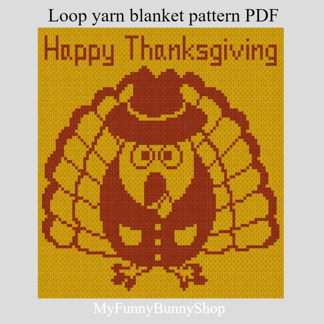 Loop yarn finger knitted Thomas Turkey blanket pattern PDF i | Inspire ...