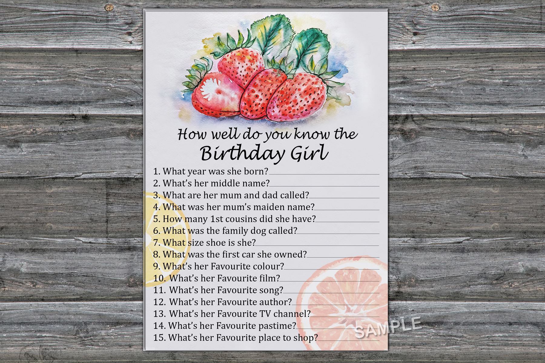 Strawberry How well do you know the birthday girl,Adult Birt | Inspire ...