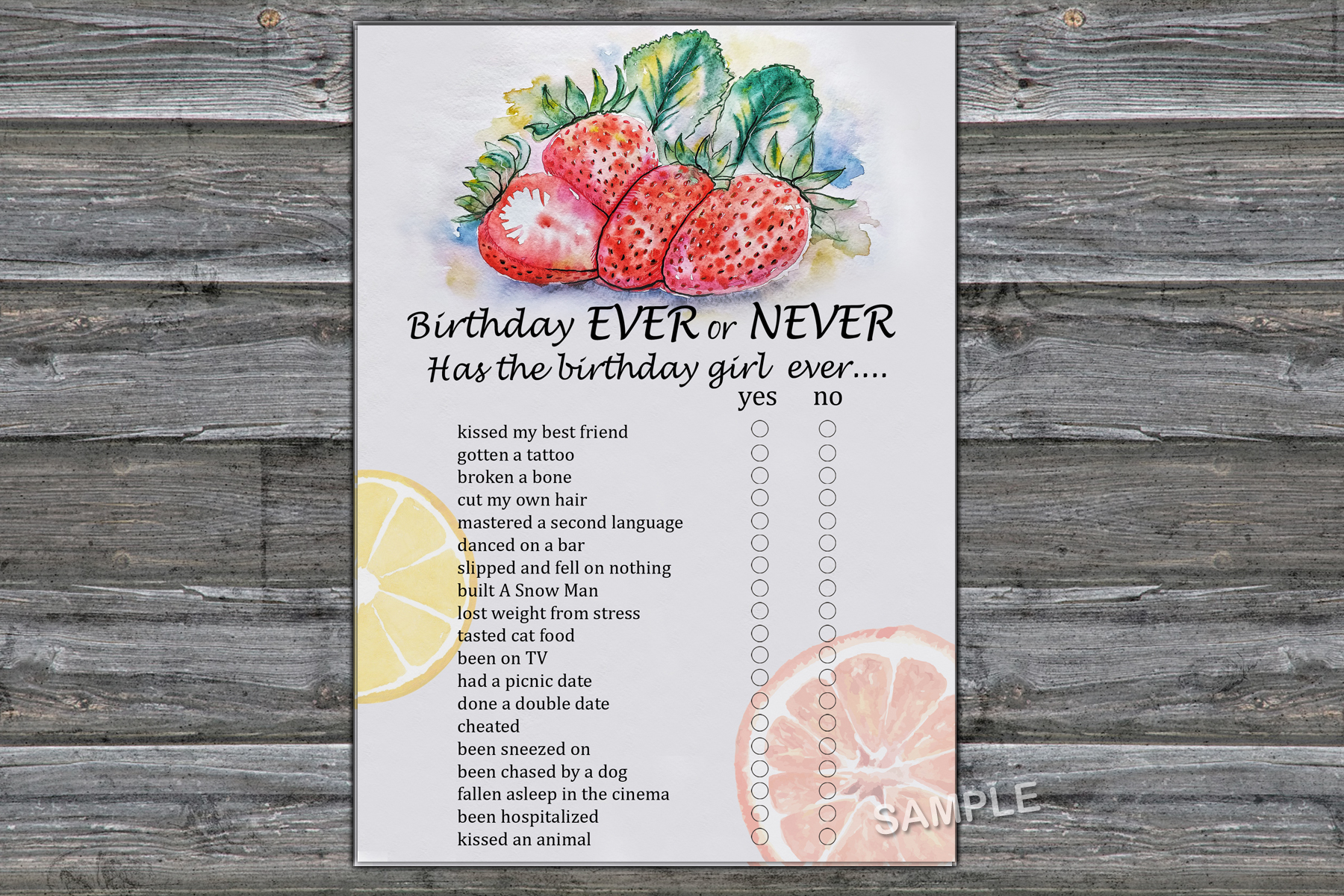 Strawberry Birthday ever or never game,Adult Birthday party - Inspire ...