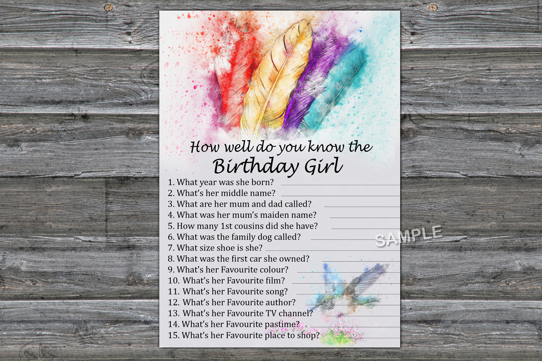 Tribal Feather How well do you know the birthday girl,Adult | Inspire ...