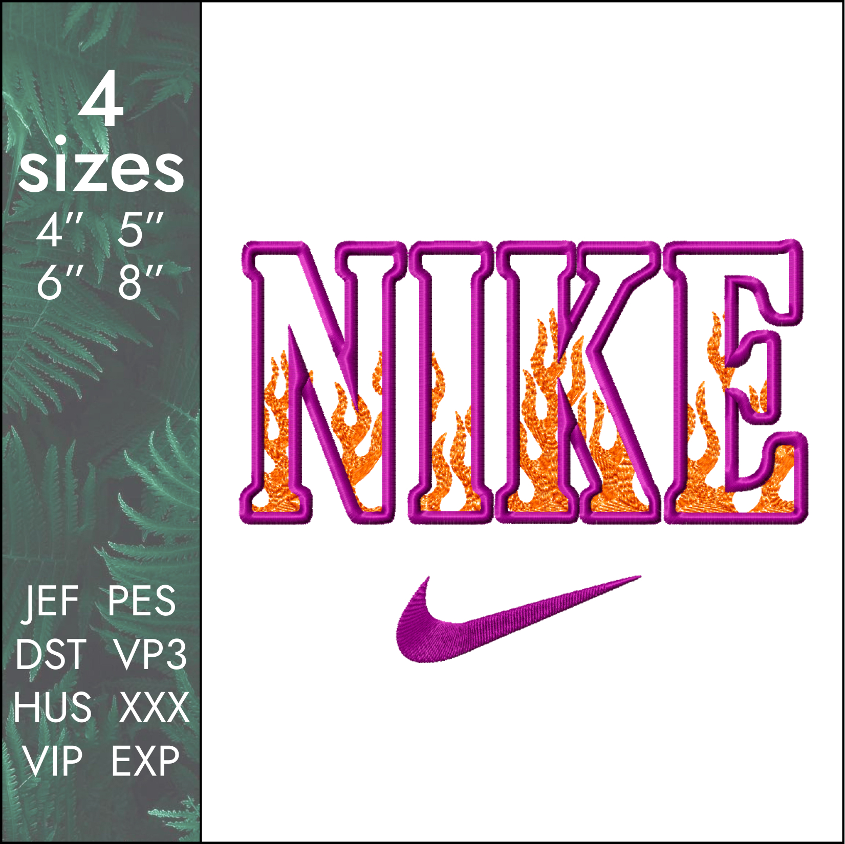 Nike Fire Embroidery Design, burning blaze flames brand logo | Inspire ...