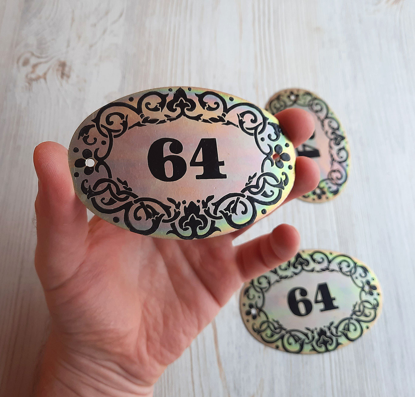 Oval address door number plate 64 - Sixty four room number s | Inspire ...