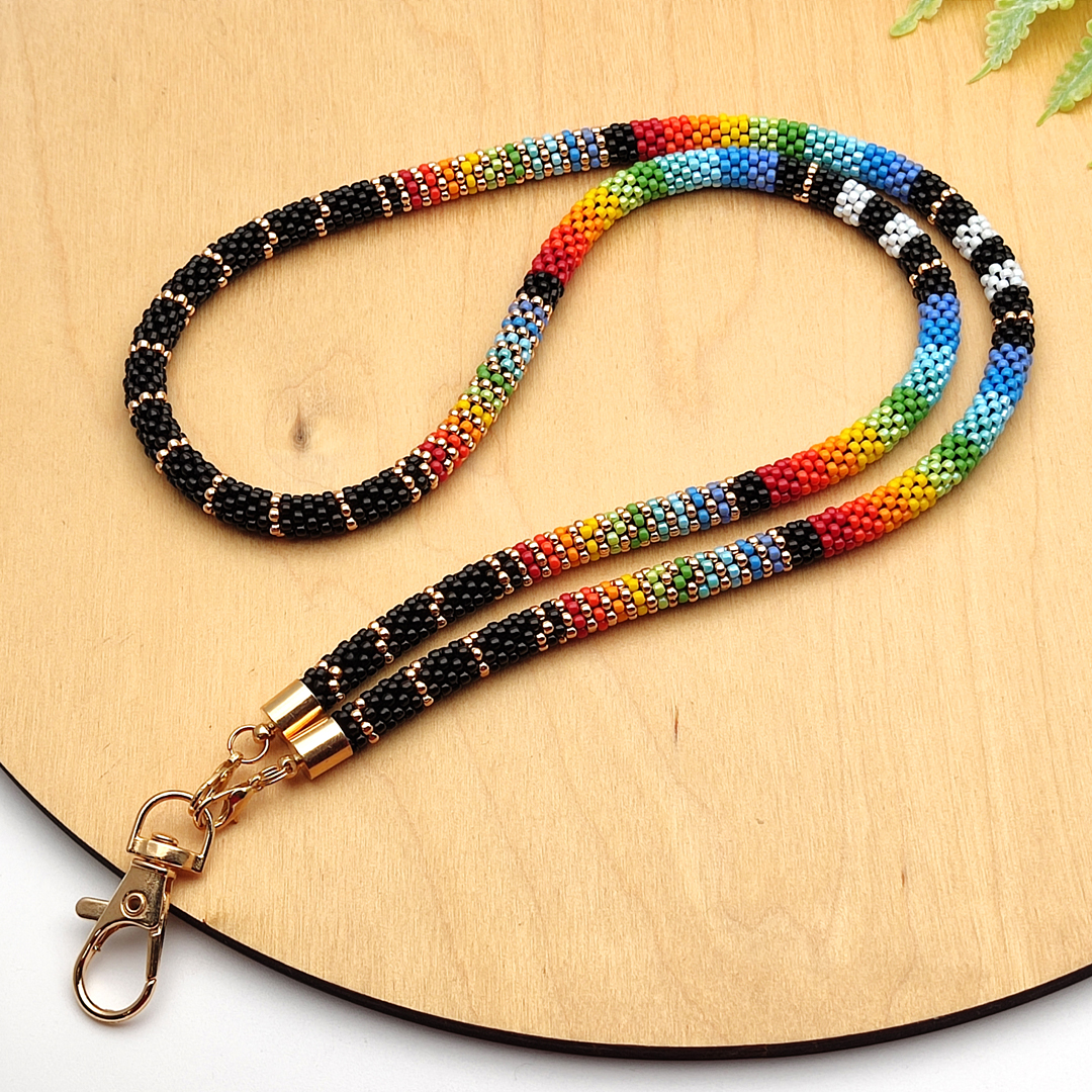 Rainbow lanyard for badge holders, Beaded lanyards for wome | Inspire ...