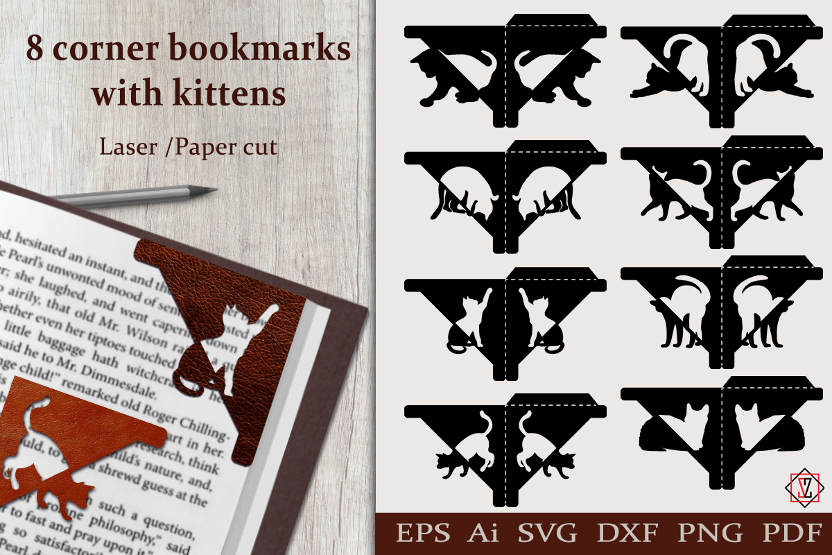 Corner bookmarks with kittens / Cut file / SVG | Inspire Uplift