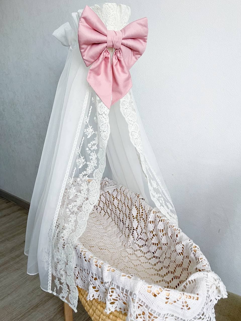 Handmade Canopy for Bassinet Pink Bow Color Canopy for Crad | Inspire ...