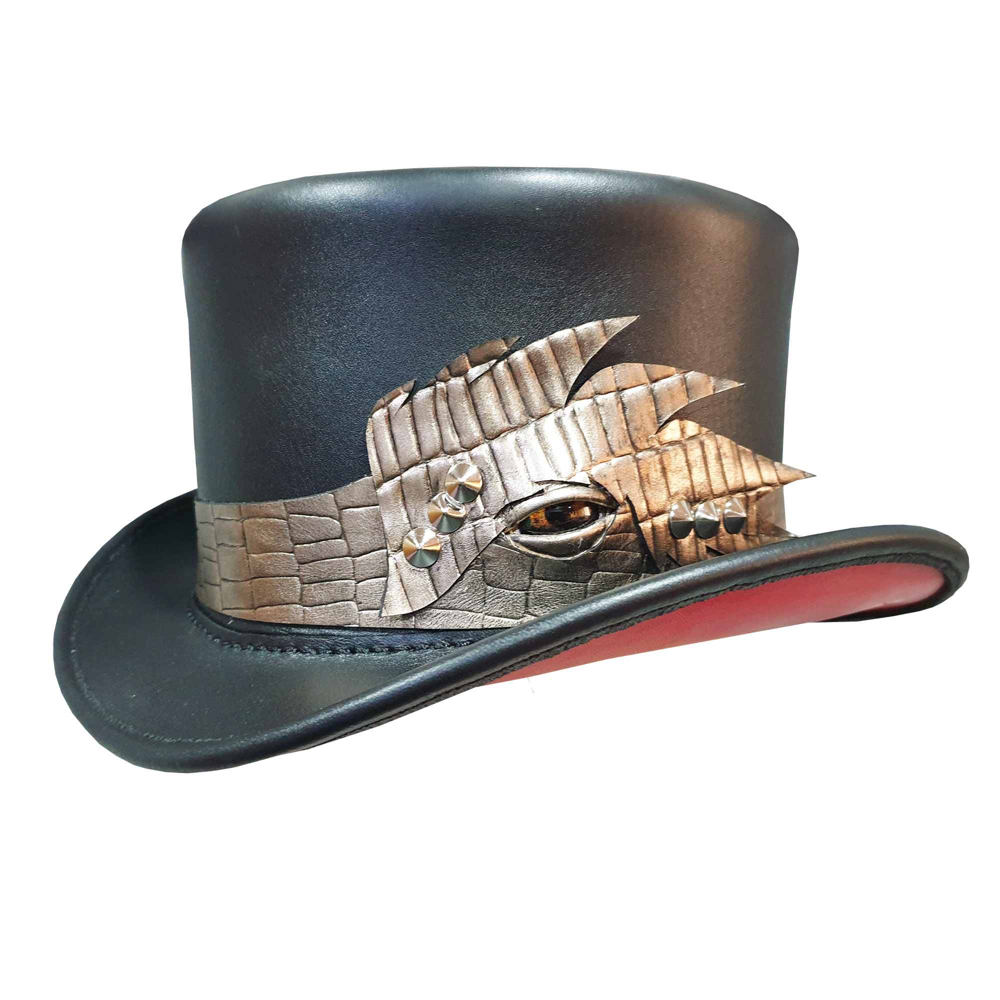 Crocodile Eye Band Leather Top Hat - Inspire Uplift